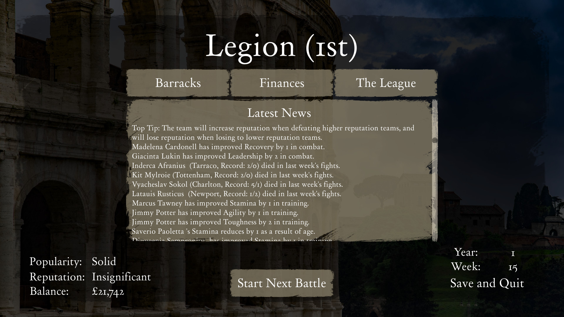 Save 50% on Gladiator Manager on Steam