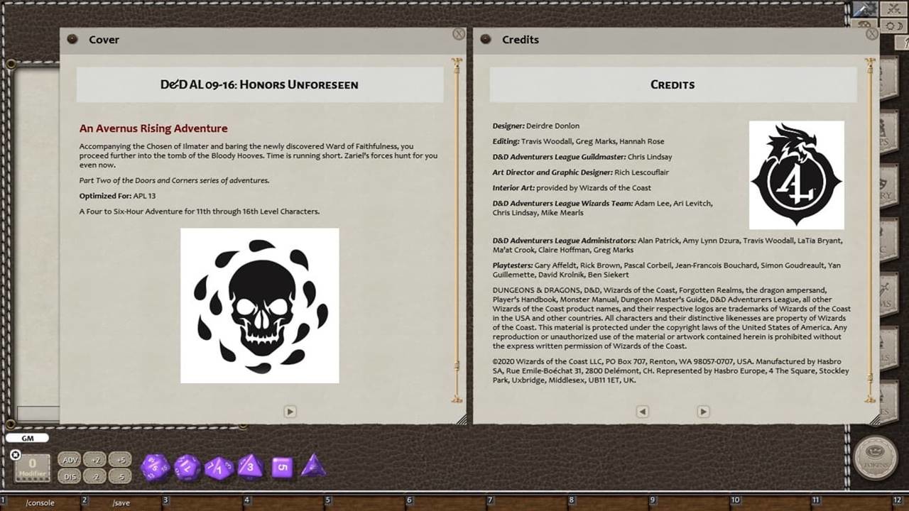 Fantasy Grounds - D&D Adventurers League 09-16 Honors Unforseen on Steam