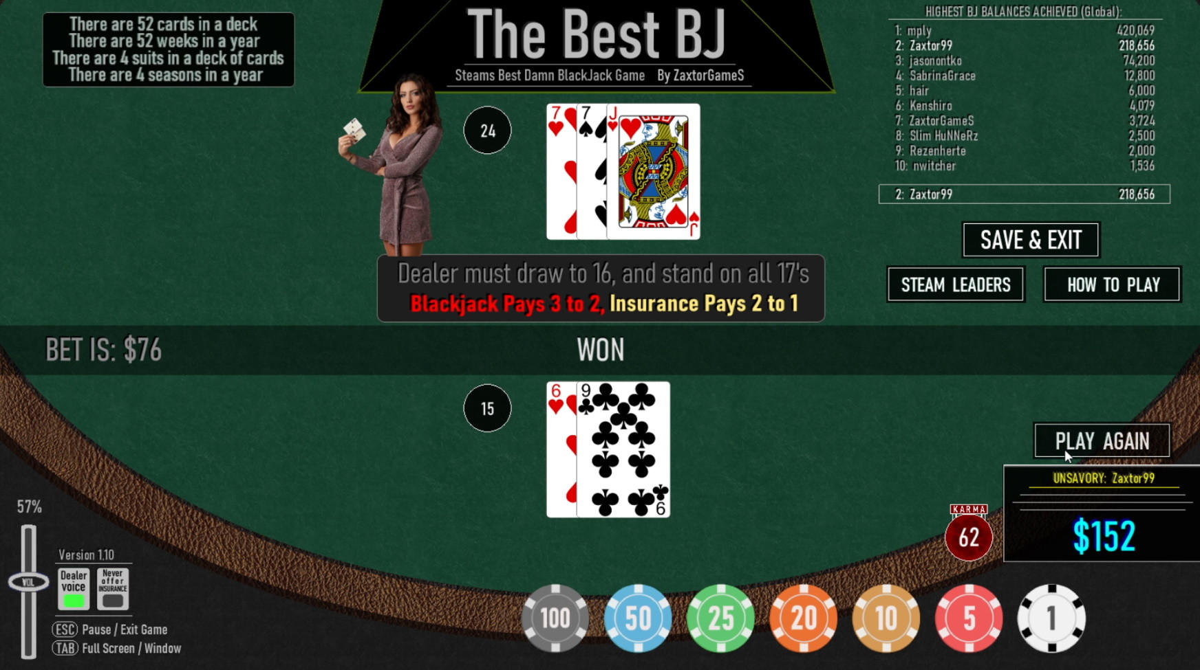 The Best BJ on Steam