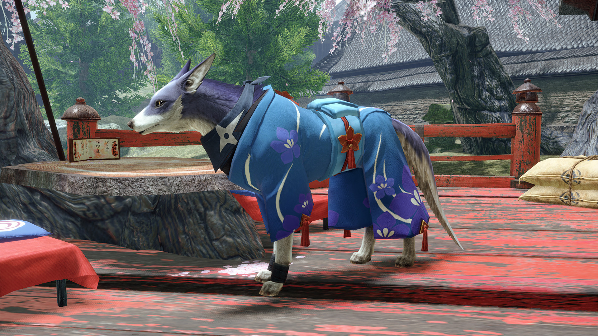 MONSTER HUNTER RISE - "C Floral Yukata" Palamute layered armor piece on ...