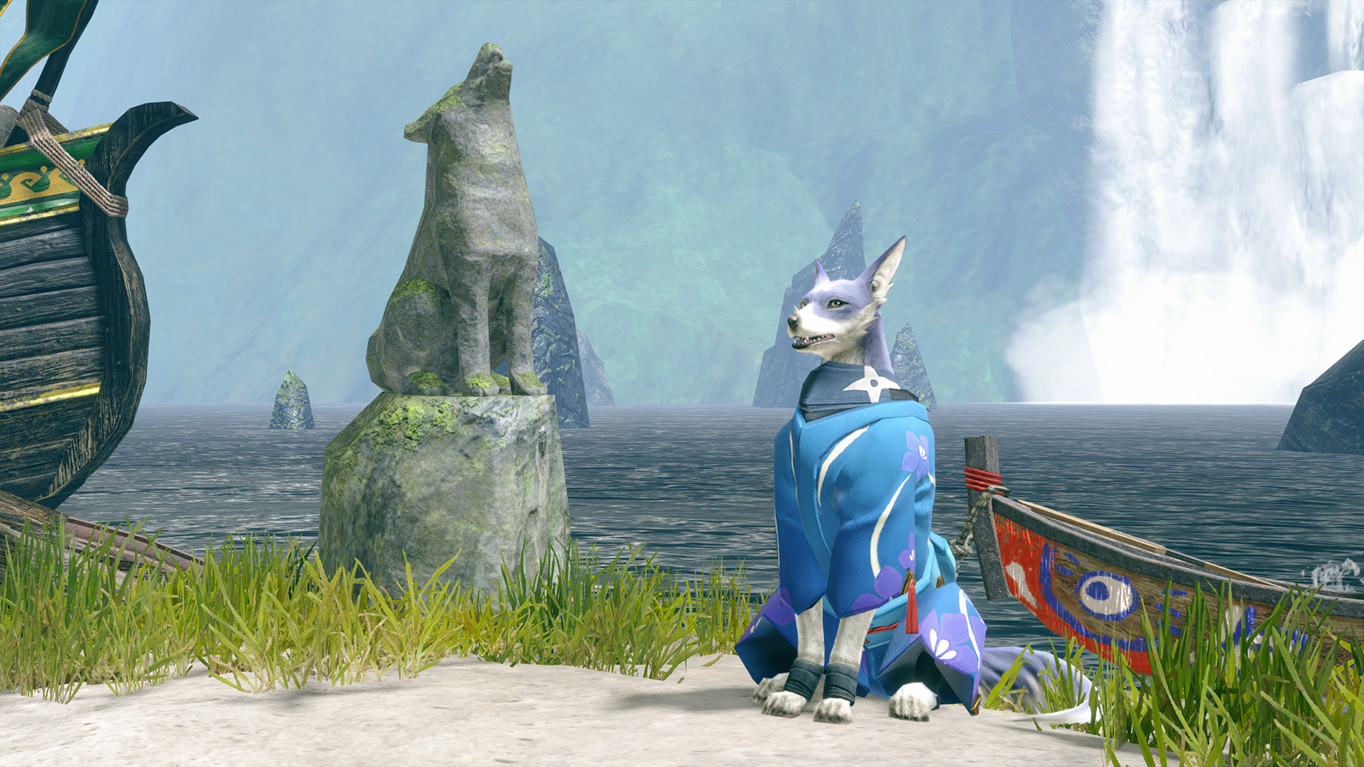 MONSTER HUNTER RISE - "C Floral Yukata" Palamute layered armor piece on ...