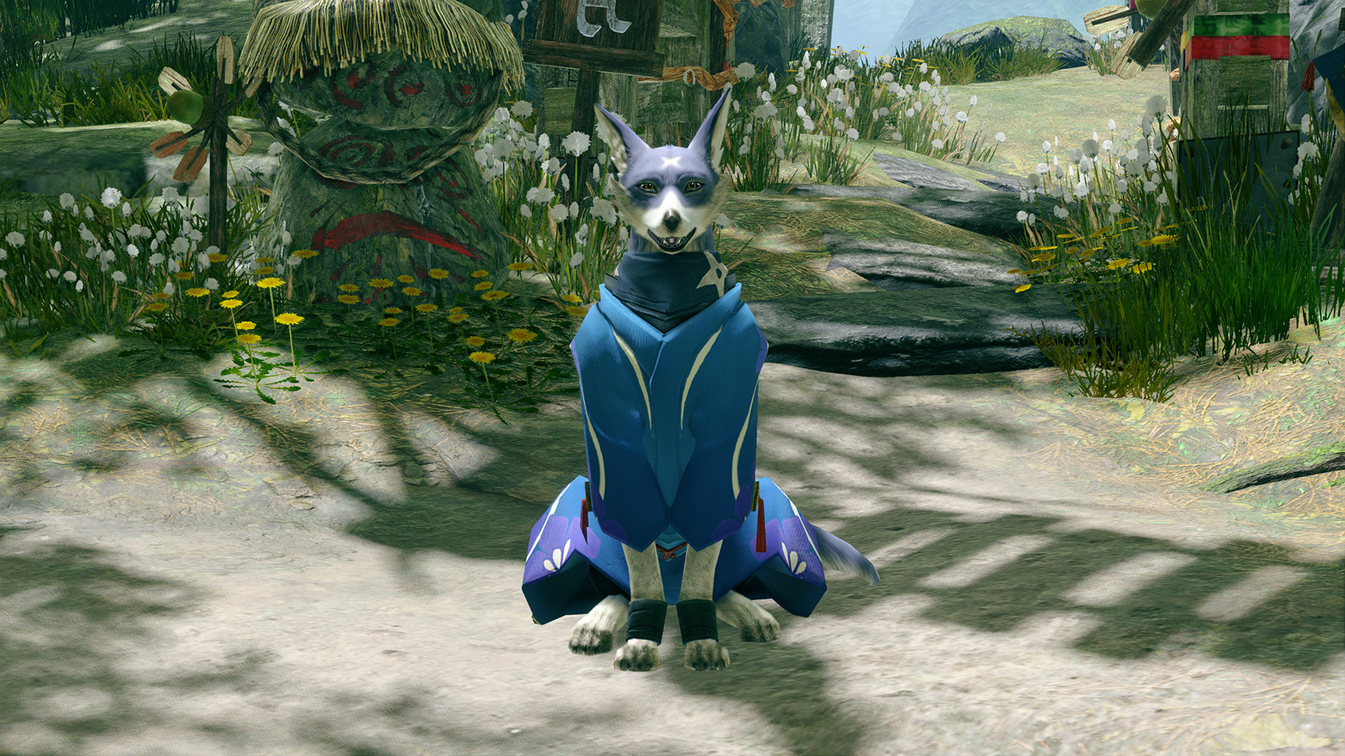 MONSTER HUNTER RISE - "C Floral Yukata" Palamute layered armor piece on ...