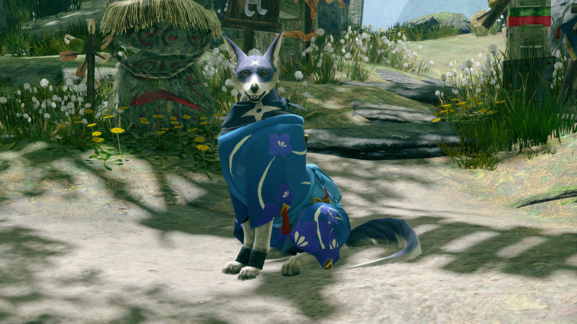 MONSTER HUNTER RISE - "C Floral Yukata" Palamute layered armor piece on ...