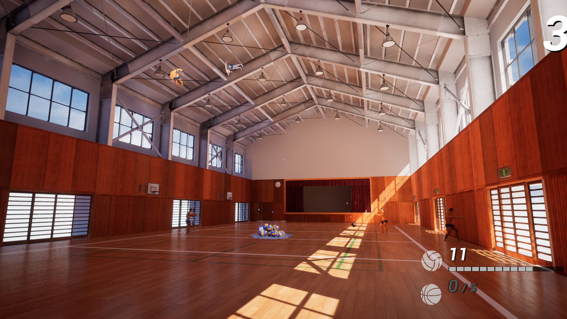 A game that saves the muscles caught in the ceiling of the gymnasium on ...