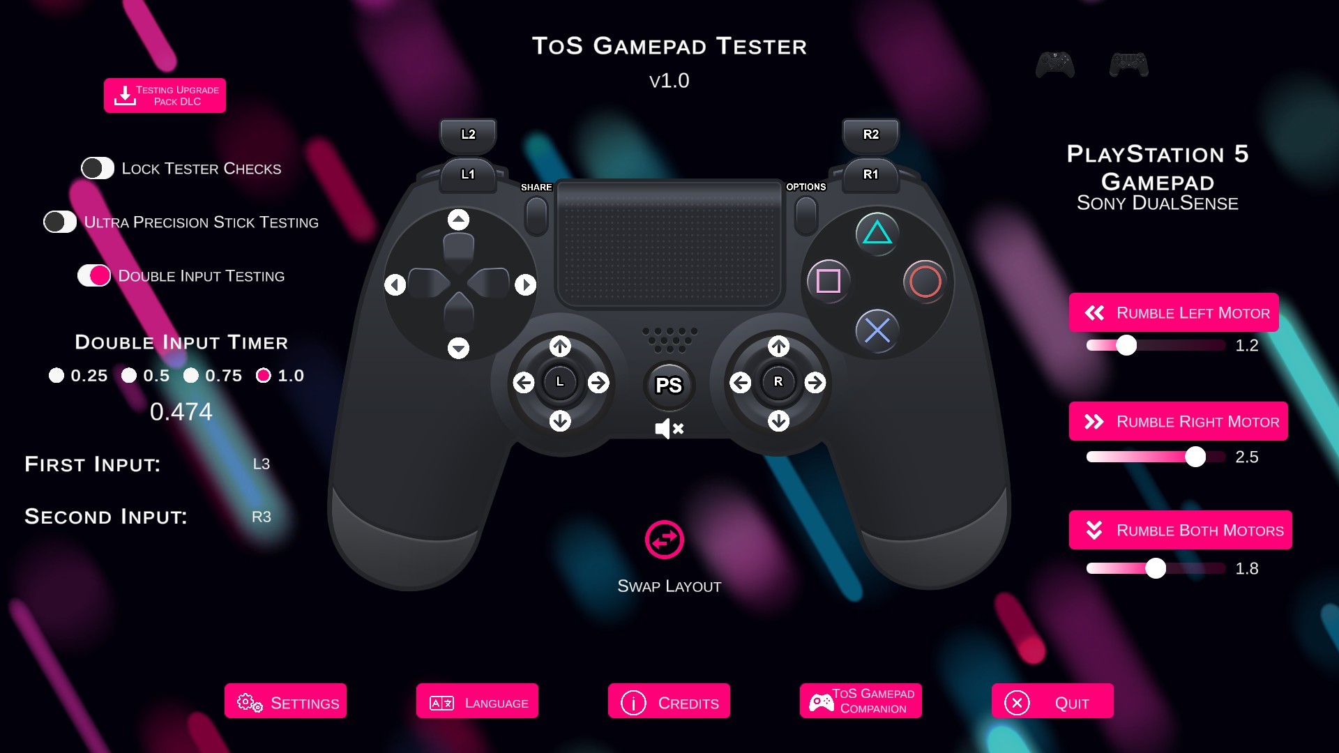 ToS Gamepad Tester - Testing Upgrade Pack on Steam