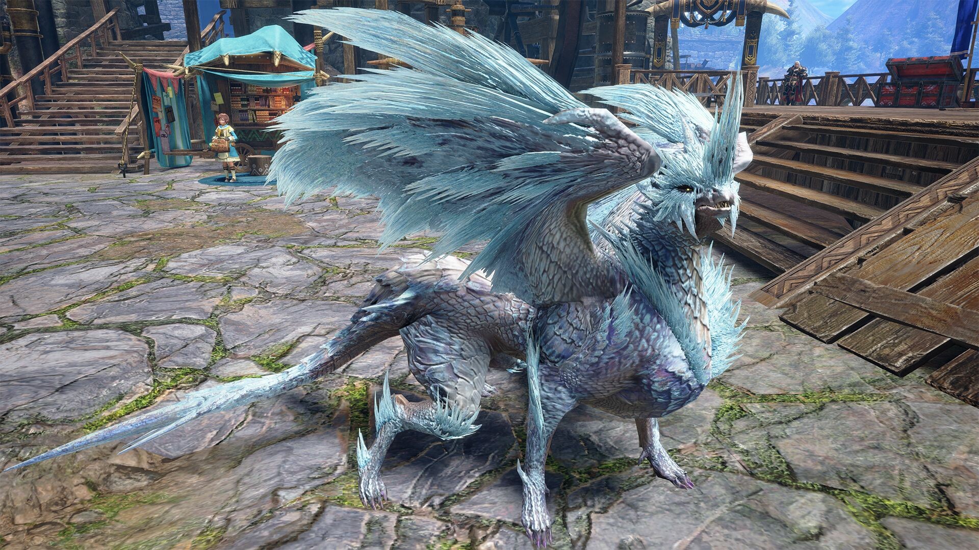 Monster Hunter Rise - "Velkhana Costume" Palamute layered armor set on ...