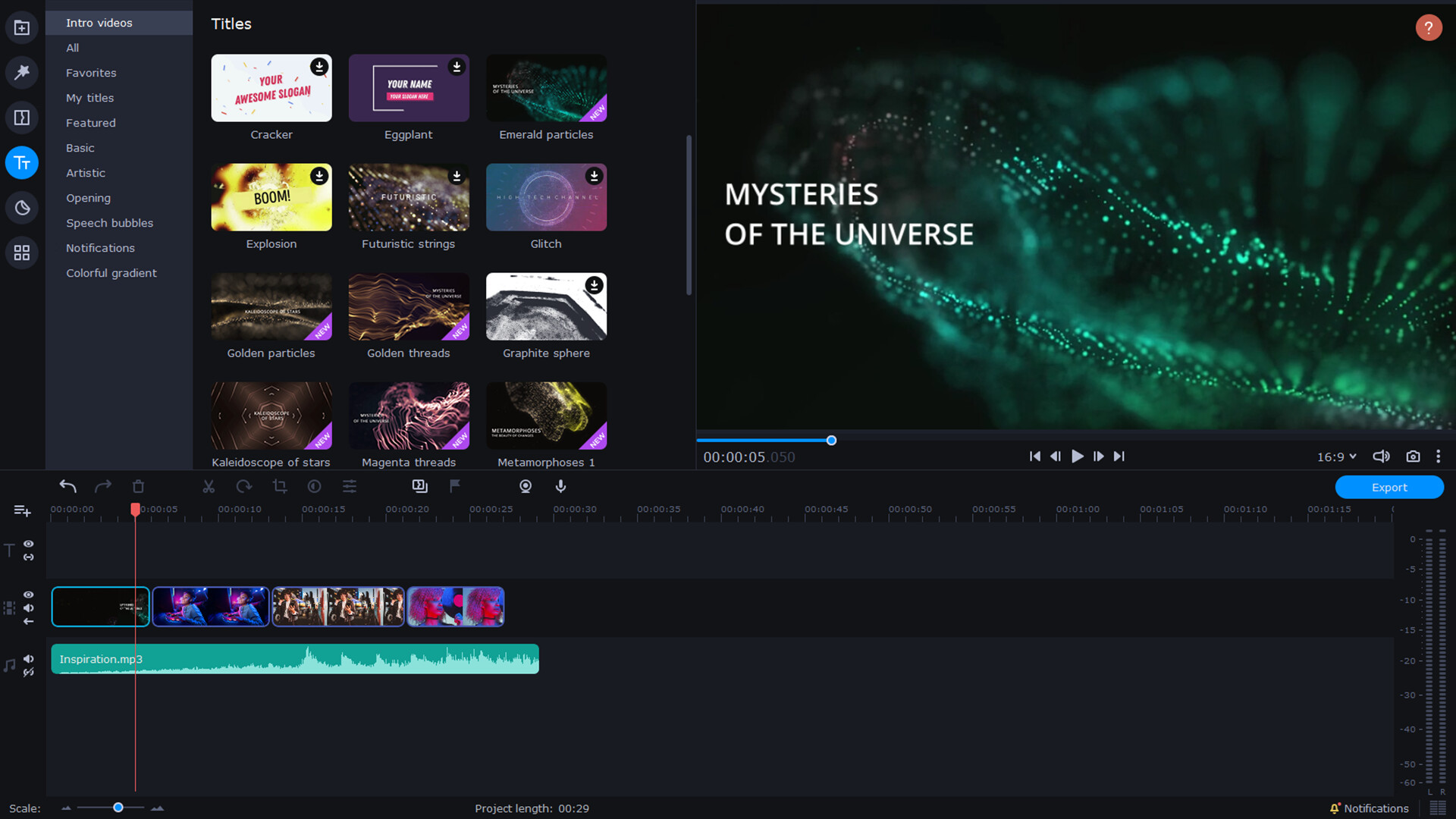Movavi Video Editor 2023 - Universe of Particles Intro Pack on Steam