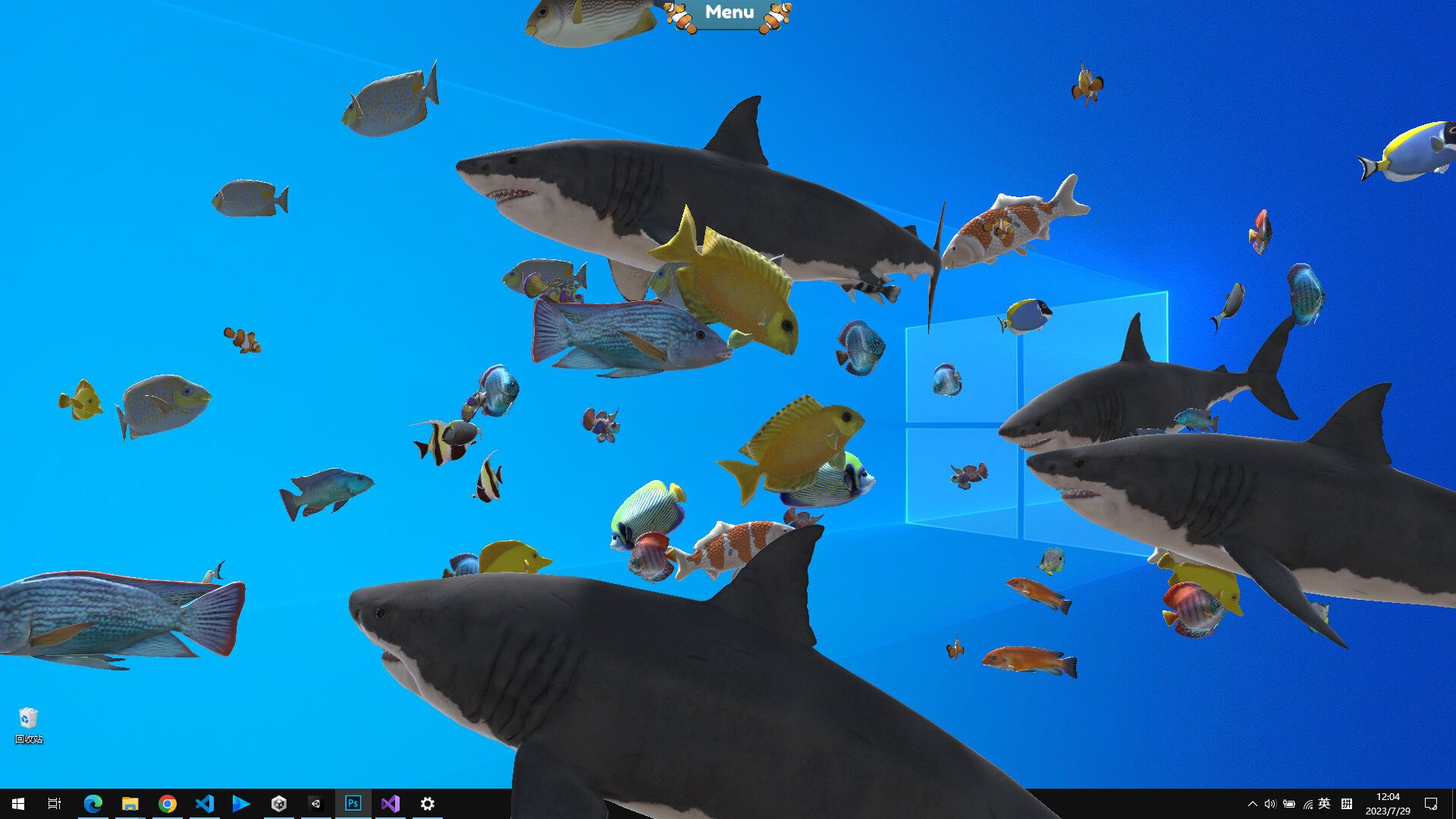 Fish on the desktop on Steam