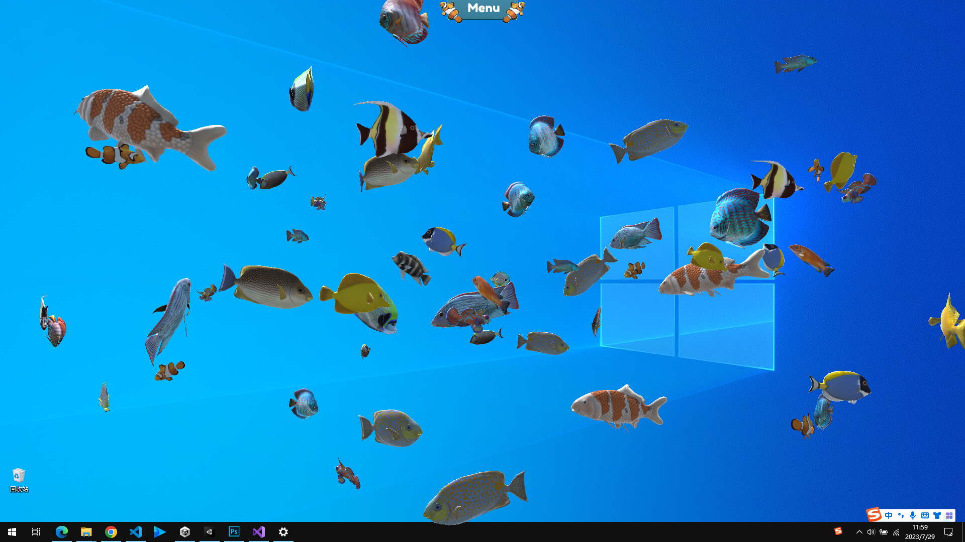 Fish on the desktop on Steam
