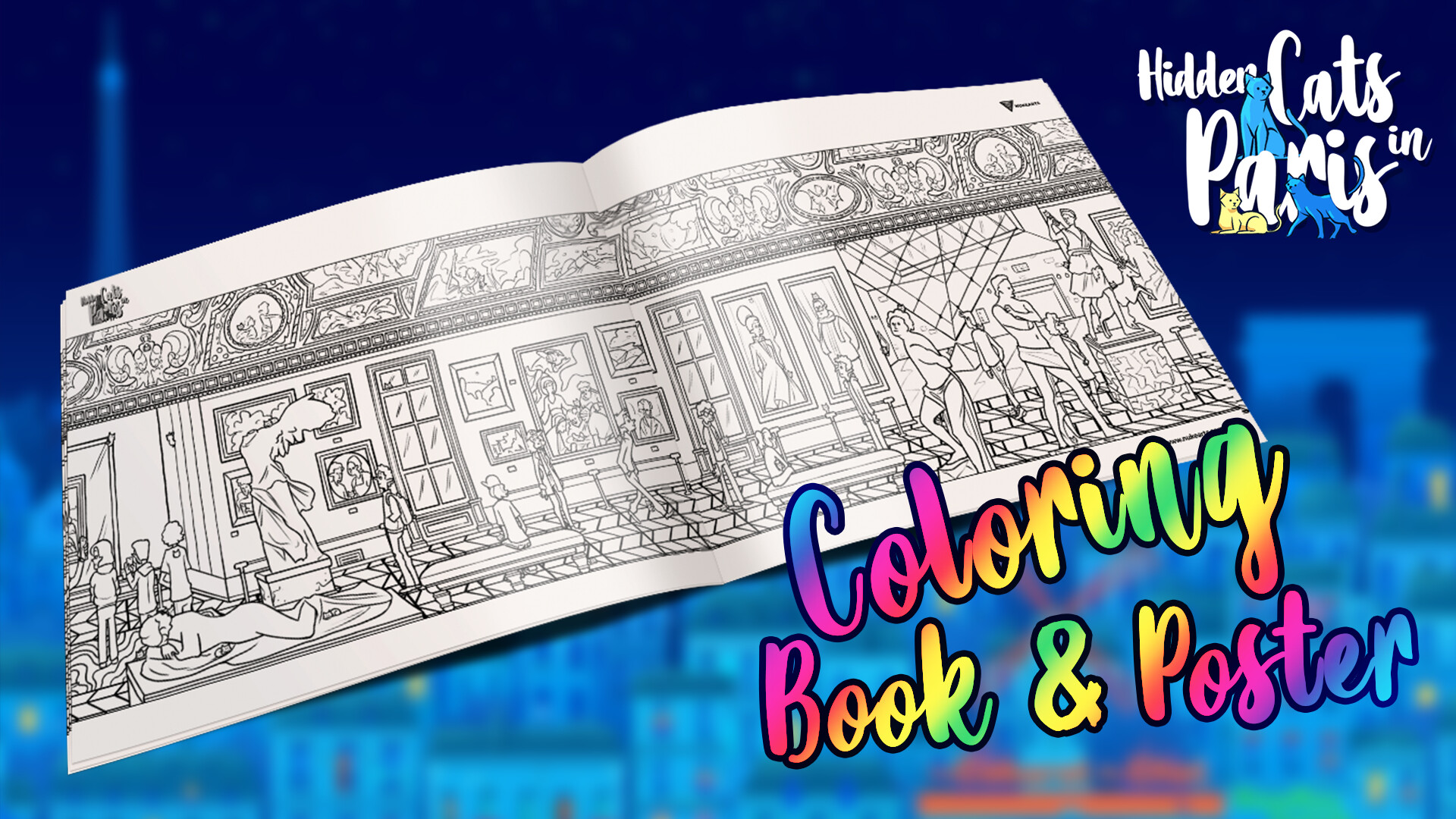 Hidden Cats in Paris - Printable PDF Coloring Book and Poster on Steam