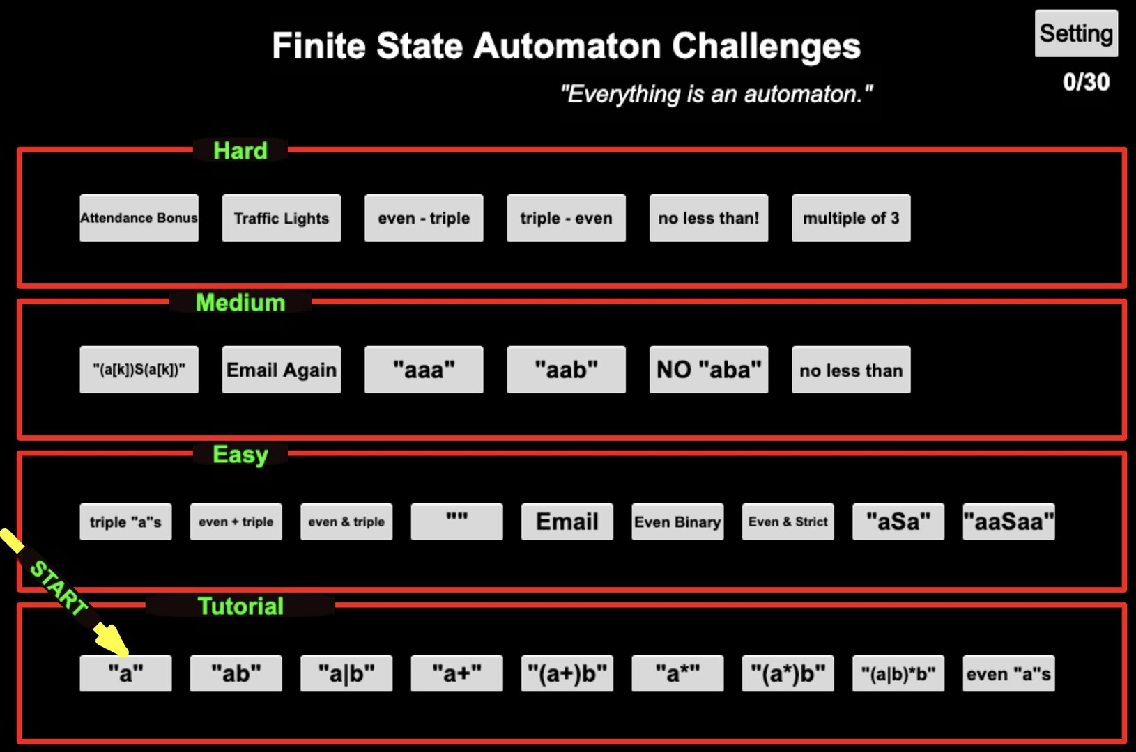 Finite State Automaton Challenges on Steam